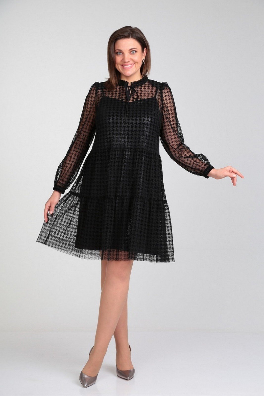 Платье 1137 черный + гусиная лапка Milora купить в интернет магазине | в наличии